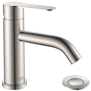 amazing force single handle bathroom faucet brushed nickel bathroom sink faucet single hole with pop up drain assembly 1.2 gpm