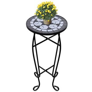 aisifx mosaic side table plant table black white