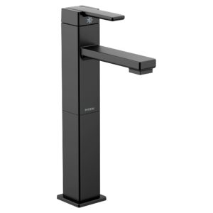 moen 90 degree matte black one-handle single hole vessel sink modern bathroom faucet, s6712bl