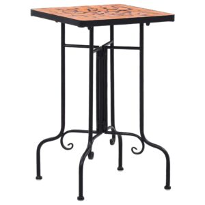 plant table with curved legs, mosaic square side table, end table, coffee table for balcony and deck, ceramic tile, 13.8" x 13.8" x 22"