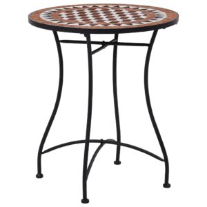 psfanmzx mosaic bistro table,outdoor coffee table,small plant table,apartment gardening balcony,porch side table,for patio, backyard,pool, brown 23.6" ceramic