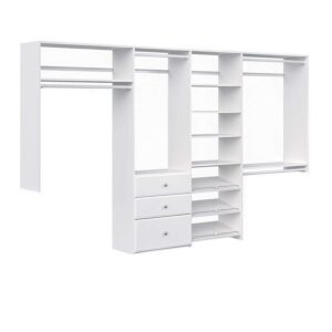 easy track ph45-wh dual tower closet storage wall mounted wardrobe organizer kit system with shelves and drawers for bedroom in white with hardware