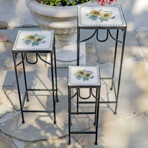 zaer ltd. “marisol” set of 3 square nesting iron mosaic plant stands