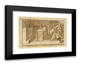 artdirect cesare nebbia 24x19 black modern framed art print titled saint charles borromeo venerating the relics