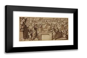 artdirect cesare nebbia 24x16 black modern framed art print titled saint charles borromeo entering the town of pavia: design for a wall decoration