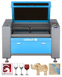 omtech 90w co2 laser engraver with lightburn, 24x35 inch laser engraving cutting machine with autofocus ruida control panel 4 way pass air assist, commercial laser cutter for wood glass acrylic more