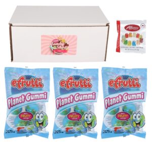 secret candy shop efrutti planet gummi earth candy gummy candies (pack of 3) + free albanese gummy cubs