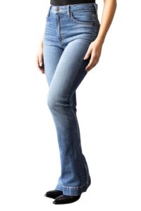 kimes ranch women's jennifer casual durable western ultra-high rise & wide flare leg mid wash denim jeans, 8-34