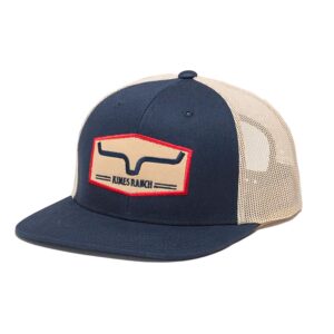 kimes ranch unisex replay trucker hat embroidered logo hayseed patch adjustable snapback one-size hat (cotton,apparel,navy,mens,kimesranch,replay,1,1,1851614,apparel,hat,kimesranch,onesize,kimesranch)