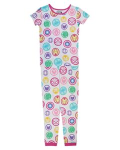 marvel girls' 2-piece snug-fit cotton pajama set, marvel icons, 8