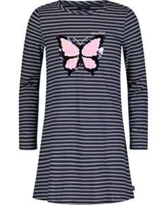 nautica girls' long sleeve logo design knit t-shirt dress, peacoat butterfly, 7