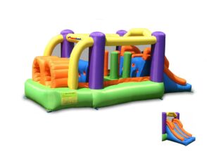 bounceland pro racer obstacle bounce house with dual slides, bounce, climb, slide all in one, ul 1 hp blower included, 19 ft x 9 ft x 7 ft h, great for big party, fun racing game in teams