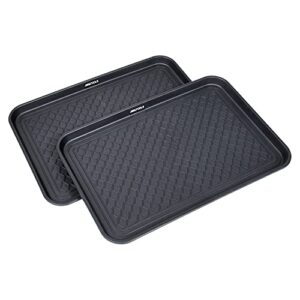 great working tools boot trays for entryway, set of 2 heavy duty shoe trays all season muddy mats wet shoe tray snow boot tray - black, 23.75" x 15.5" x 1.25"