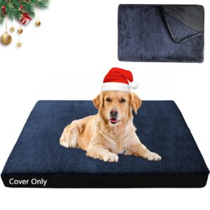 coshnibi dog bed covers replacement washable,waterproof bed covers soft plush replacement with zipper & removable for dog/cat 36''lx27''wx4''h-navy blue