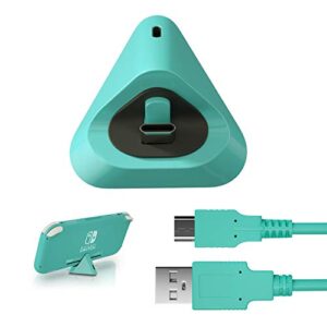 echzove charging dock compatible with switch lite, charger for switch lite with charging cable - turquoise