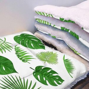 pale green non-electric pet warming pad leaf nature jungle forest super soft plush dog crate pad for travel or home party theme 14" x 18"