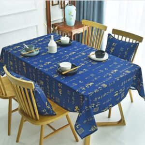 rectangular table cover chinese characters painting waterproof tablecloth picnic blanket room decor aesthetic kitchen items m-3 140x200cm