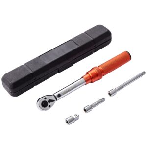 vevor torque wrench, 1/4-inch drive click torque wrench 20-200in.lb/3-23n.m, dual-direction adjustable torque wrench set, mechanical dual range scales torque wrench kit with adapters extension rod