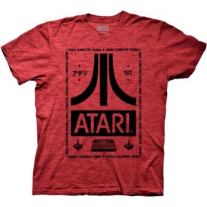 ripple junction atari men's short sleeve t-shirt classic fuji logo console joystick retro vintage gaming small heather red