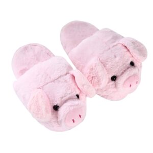 ixiton vivid plush animal slippers, big yellow duck slippers, panda slippers, alpaca slippers, elephant slippers, dog slippers,4-8,pig-pink