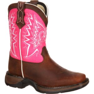 durango unisex child lil' rebel western boot, brown/pink, 3 little kid us