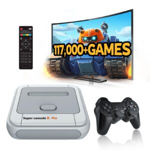 kinhank super console x pro with 117000+ games, 63+ emulators, 4k tv output, wifi/lan, 2 wireless controllers