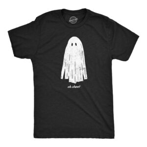 mens oh sheet t shirt funny spooky halloween party ghost bedsheet joke tee for guys funny t shirts halloween apparel for men novelty tees for guys black - xl