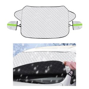 4 layer thickened windshield cover for ice and snow [upgraded],all season car windshield snow cover with rear view mirror cover,universal car snow cover car accessories for most vehicles