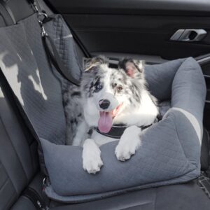 dlownne dog car seat for medium large dogs, dog car bed pet booster seat with adjustable straps safety tethers, multifunctional dog travel bed car back seats removeable washable, fits pickup trunk suv