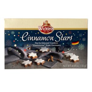 wicklein zimtsterne cinnamon star cookie - nuss-sterne german holiday cookies - with nuts & almonds, 5.29 oz