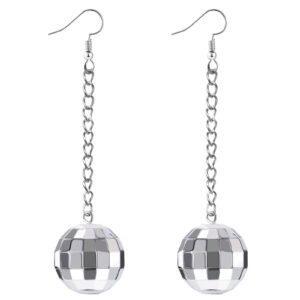 disco ball earrings,disco ball earrings for women,60's or 70's disco ball earrings for women,silver mirror ball earrings,dance party costume accessories