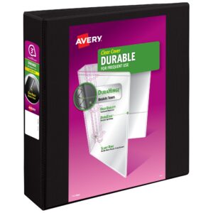 avery durable view 3 ring binder, 3 inch slant rings, 1 black binder (17041)