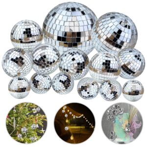 14 pcs 1.18inch 1.57inch 1.97inch 2.36inch disco ball cake decoration ornaments reflective mirror ball cake decoration 70s disco themed party christmas tree decoration