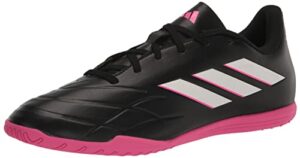 adidas unisex copa pure.4 indoor soccer shoe, black/zero metallic/team shock pink, 11.5 us men