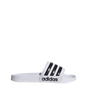 adidas unisex shower slide sandal, white/core black/white, 10 us men