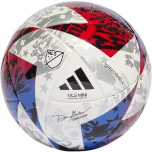 adidas mls mini soccer ball, white/blue/red, 3