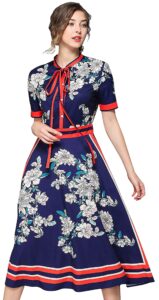 lai meng five cats women's floral print button up midi dress casual a-line shirt dresses