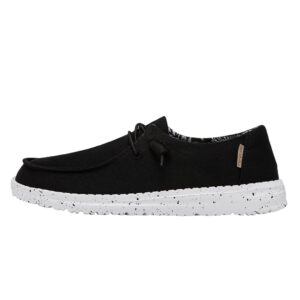 hey dude women's wendy canvas black odyssey size 8 | women’s shoes | women’s lace up loafers | comfortable & light-weight