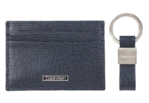 calvin klein men's wallet sets-minimalist bifold and card cases, navy bessemer, one size