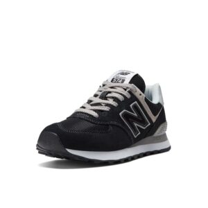 new balance women's 574 core sneaker, black/white, 8