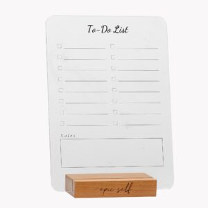 epic self help – acrylic to-do list – laser cut calendar for organization & focus – clear wipe clean dry-erase board – desk planner stand – minimalist design for office or bedroom – productivity tool