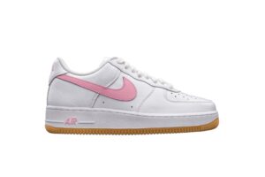 nike men's air force 1 low shoe, white/pink-gum yellow-metallic, 9.5