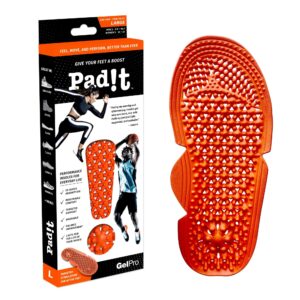 pad!t performance insoles, eva foam replacement for sneakers, boots, flats, cleats, and more, shock absorption and balance improvement, washable - one pair, trim to fit, large