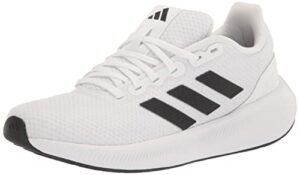 adidas women's run falcon 3.0 sneaker, white/black/black, 8