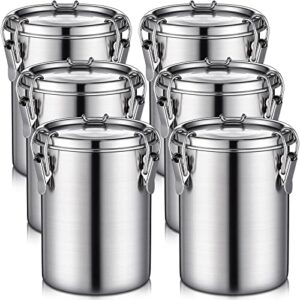 zopeal 6 pack 34 oz stainless steel canisters set stainless steel airtight food storage containers metal containers with lids sealed for tea coffee sugar flour baking pantry kitchen counter (17.6 oz)