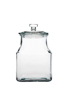 amici home, carlisle glass canister square jar, food safe, airtight lid with handle and plastic gasket, 44 ounces, medium, glass organization canisters for kitchen & pantry