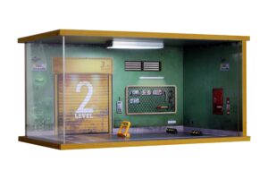 1/18 scale model car display case - 1:18 car garage display case with clear acrylic cover and led lighting for die-cast cars (1 parking green wall-left)