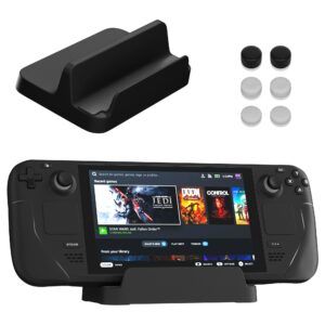 rhotall stand dock for steam deck with silicone non-slip pad, stand base compatible with steam deck, switch standard edition and switch oled with 6 thumb caps