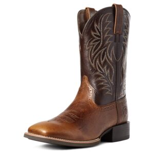 ariat mens sport wide square toe western boot peanut butter/chaga brown 12