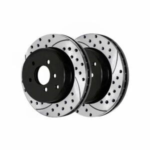 jnab 2pcs disc brake rotor set rear left driver and right passenger side black electrolysis coated steel performance drilled and slotted pr41350lr 145537 bd126095